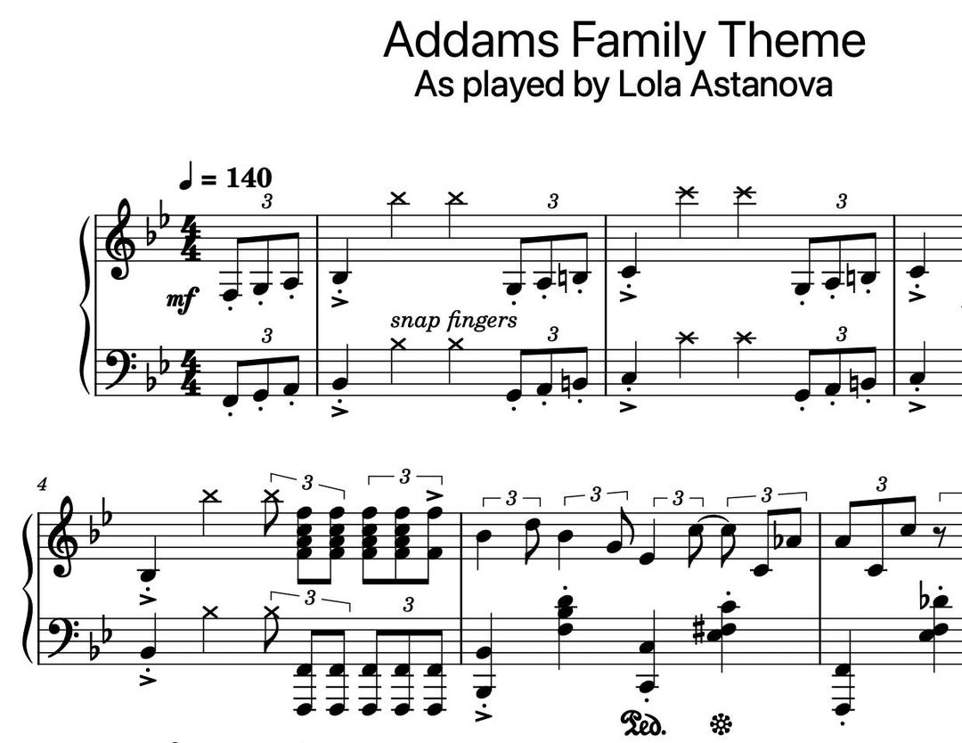 Addams Family Theme Piano Sheet Music instant Digital Download - Etsy