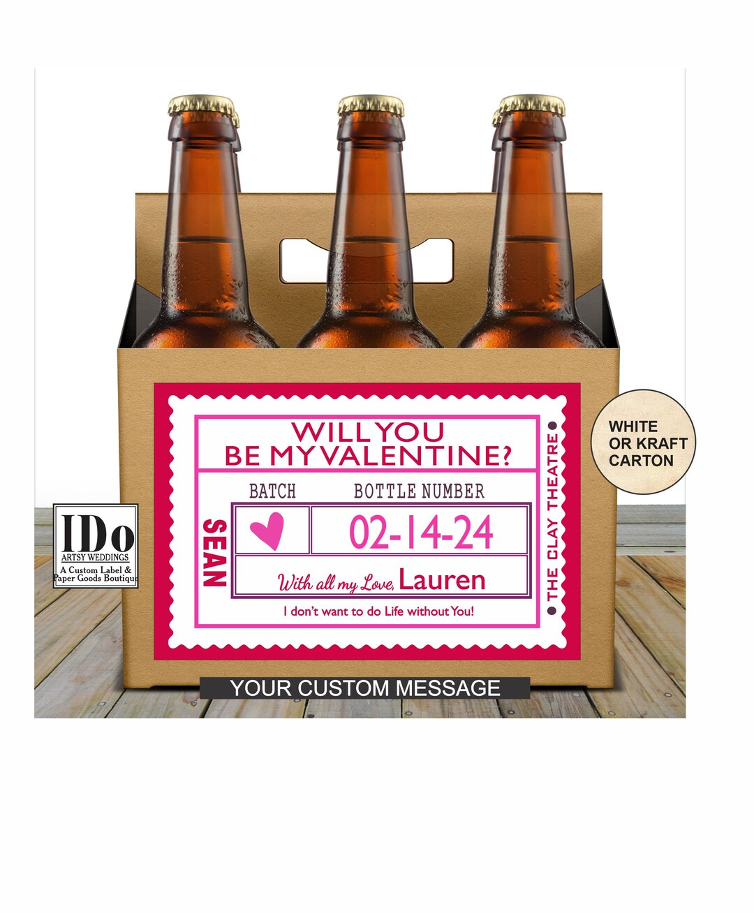 Will You Be My Valentine Beer Carton and Label Personalized Six Pack ...