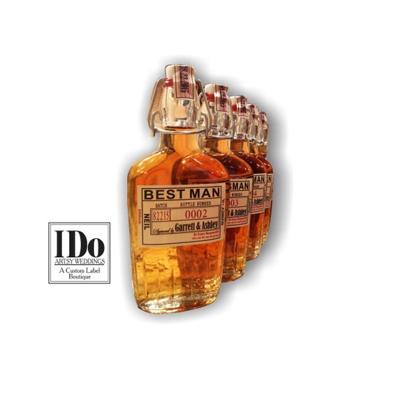 Groomsmen Proposal Liquor Flask Labels Wedding Groomsmen Liquor Bottle ...