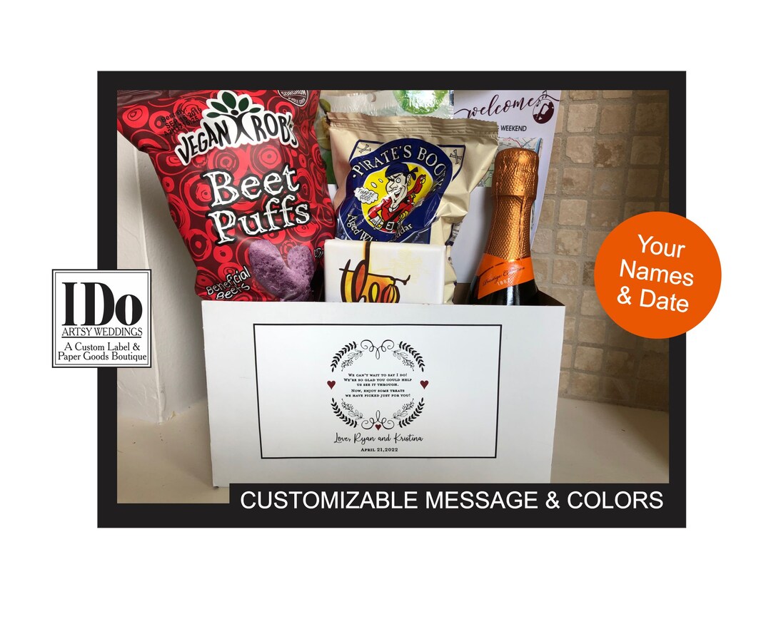 Welcome Hotel Box Snack Carton 6 Section Box & Label Destination ...