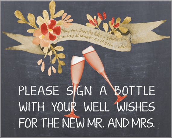 Sign a Bottle Wedding Sign - Chalkboard Sign for Weddings - Bottle ...