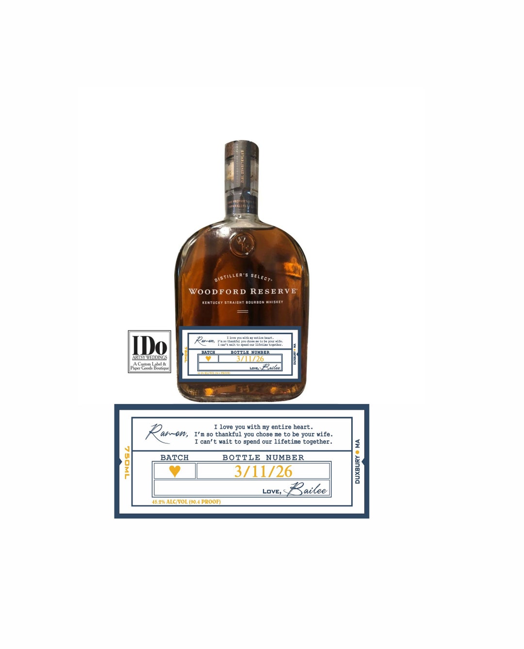 Bride to Groom Gift Wedding Night Label Indigo Honeycomb Bourbon ...