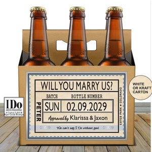 Officiant Proposal Beer Carton and Label - Personalized Box & Label ...