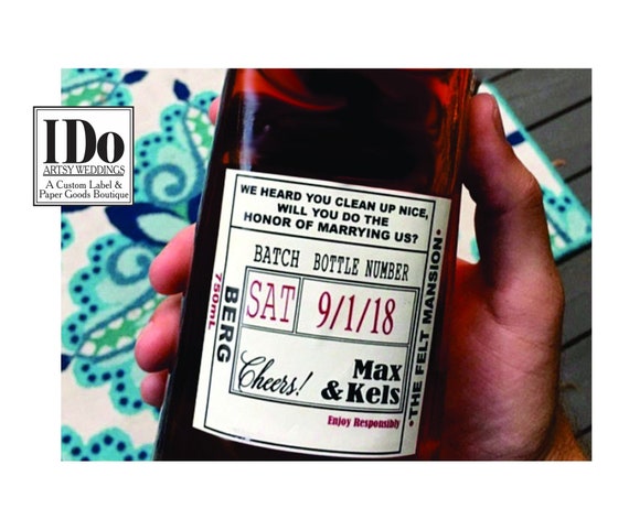 Will You Be My Officiant Liquor Flask Labels - Customizable Message ...