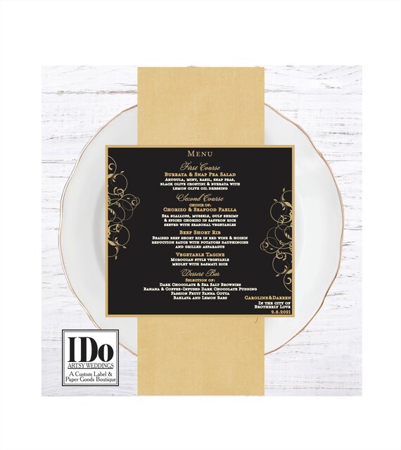 PRINTED Wedding Menu - Place Setting Menu - Wedding Dinner Menu ...