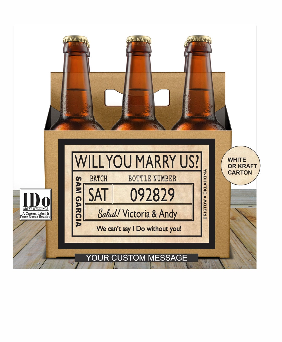 Officiant Proposal Beer Carton With Label - Personalized Box With Label ...
