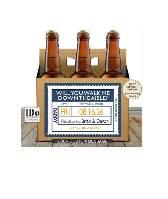 Walk Me Down the Aisle Beer Carton and Label - Personalized 6-Pack Box ...