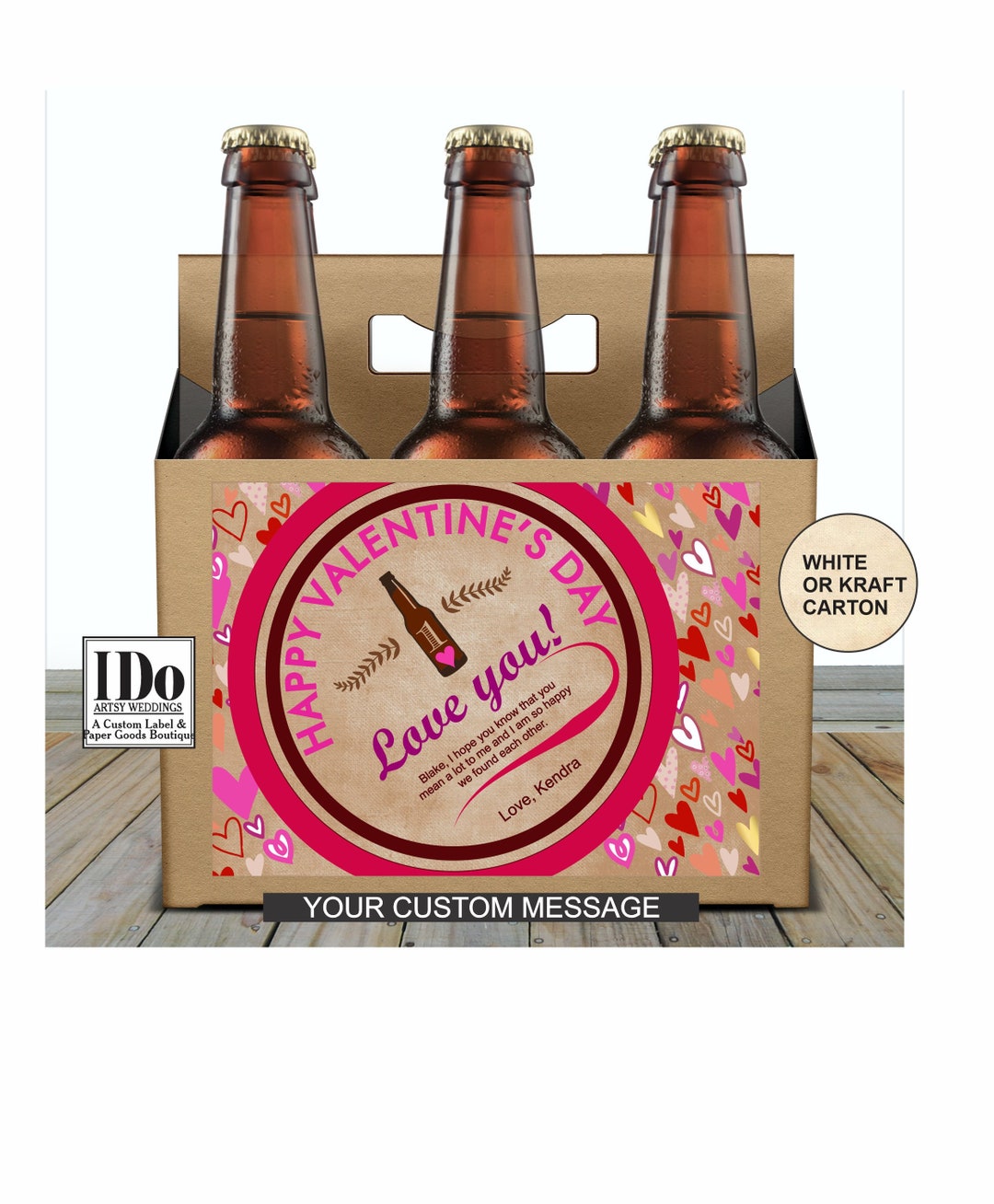 Valentine's Day Beer Carton and Label - Personalized Box & Label - Beer ...