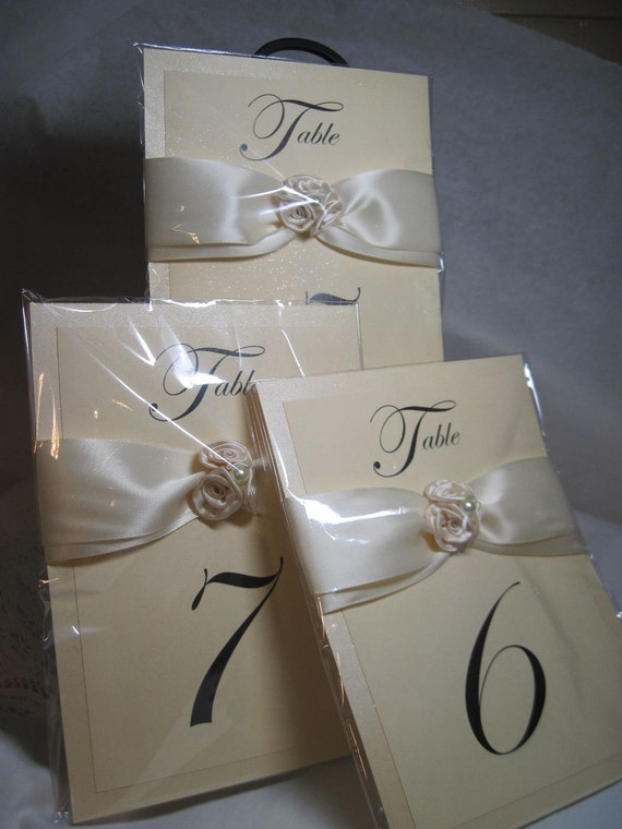 Table Numbers - Wedding Table Numbers - Elegant Satin Rose and Pearl ...