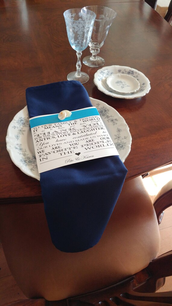 Napkin Rings - Thank You - Cardstock Beach Wedding Napkin Wraps with ...