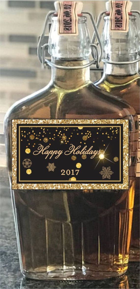 Christmas Liquor Flasks with Labels - Custom Business Labels - Business ...