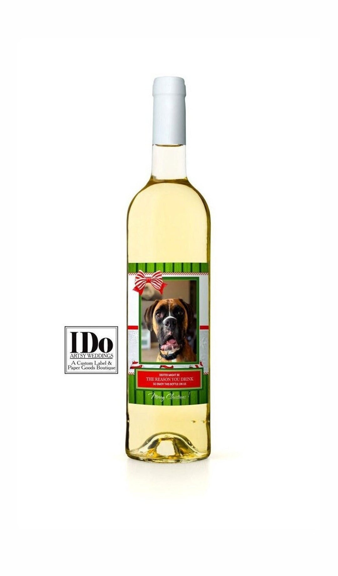 Custom Christmas Dog Photo Wine Label - Holiday Pet Gift - Etsy