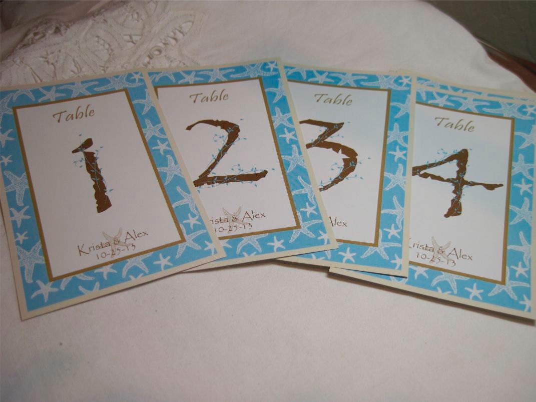 Beach Wedding Starfish Table Number Wine Labels Modern Wedding - Etsy