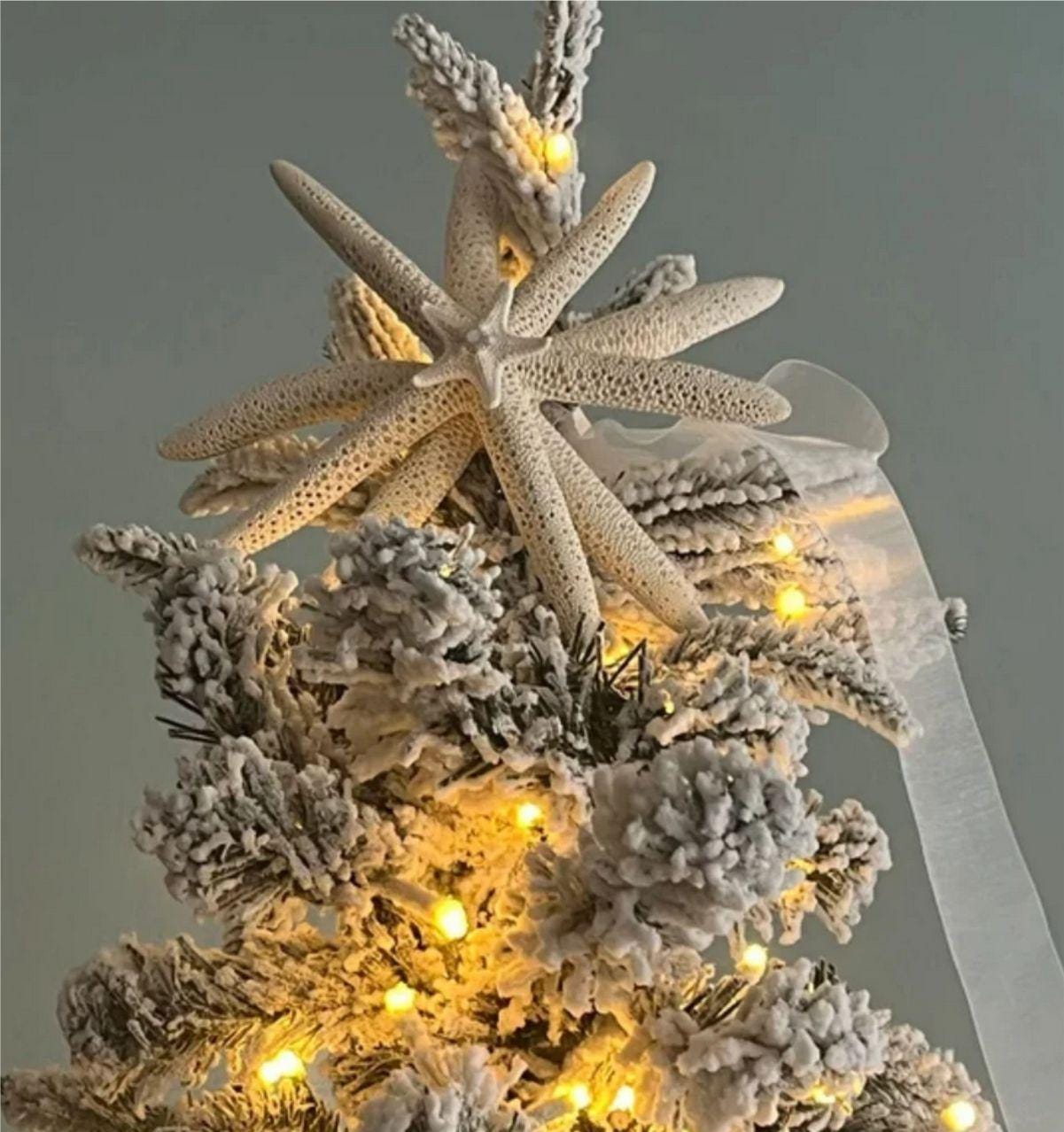 Starfish Christmas Tree Topper With Sparkles and Mini Knobby - Etsy