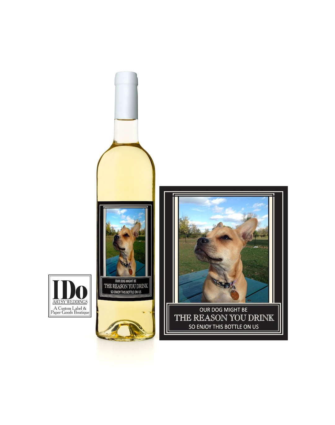 Dog Wine Label, Pet Dog Party Gift, Custom Champagne Labels for Your ...