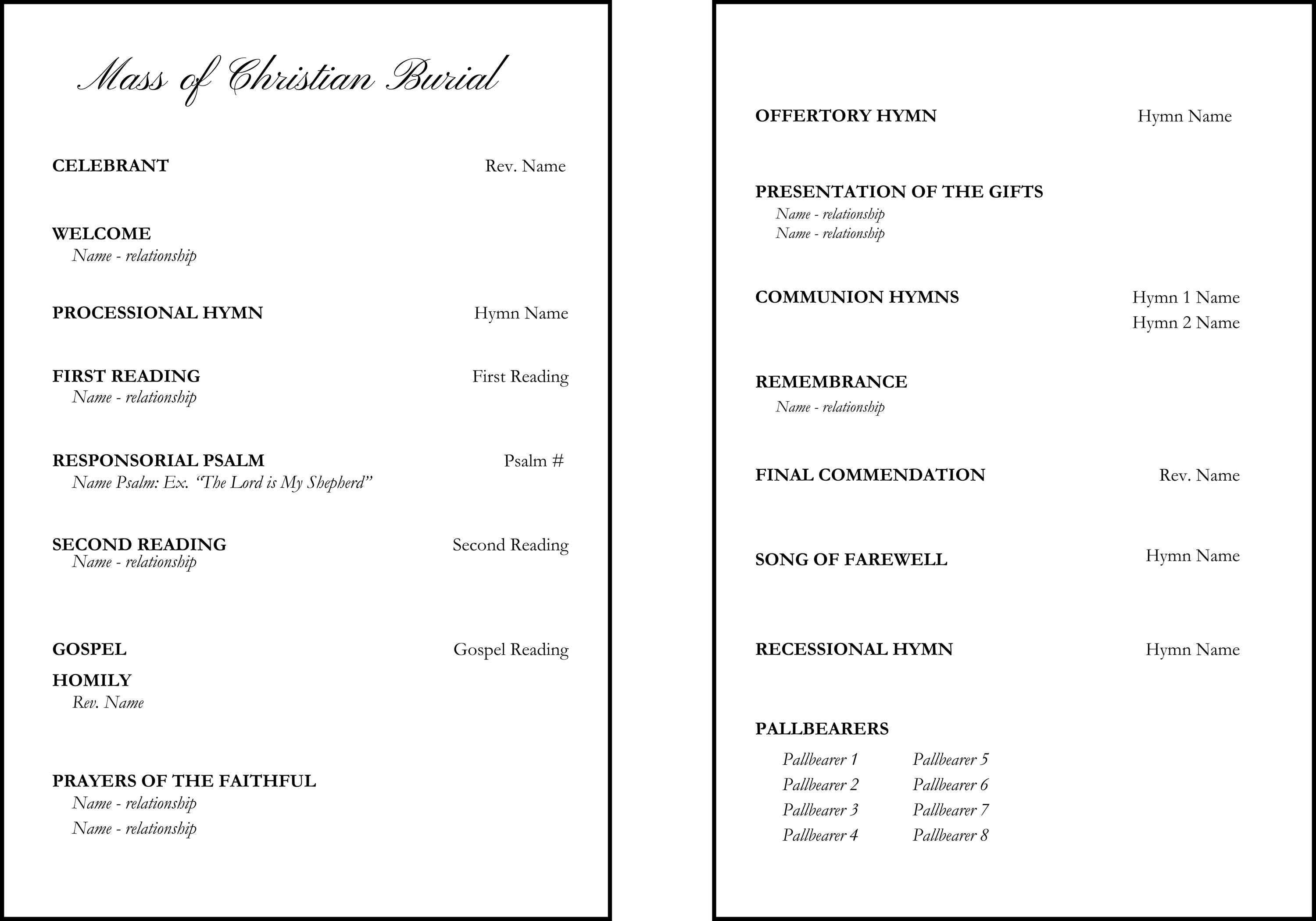 Catholic Funeral Program - Irish Celtic Cross - Mass of Christian ...