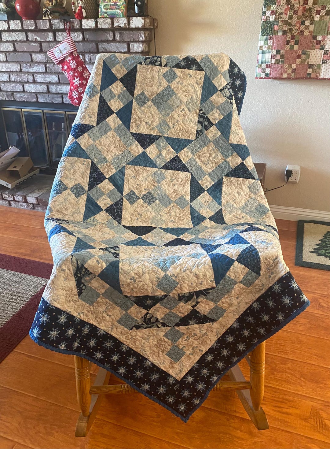 Homemade Quilt - Wintery Blue/white/cream 58x58” Lap Size - Etsy