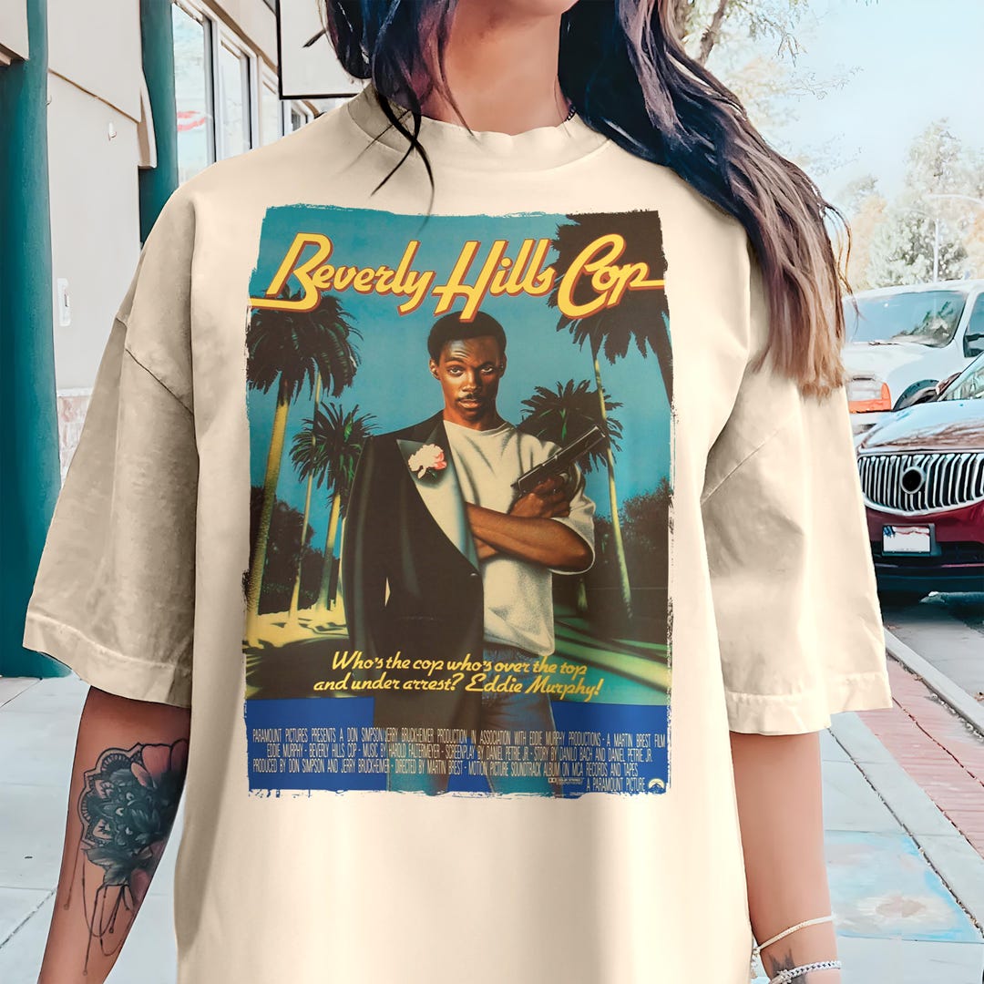 Beverly Hills Cop V1 Natural T Shirt Movie Poster Retro Vintage Cotton ...