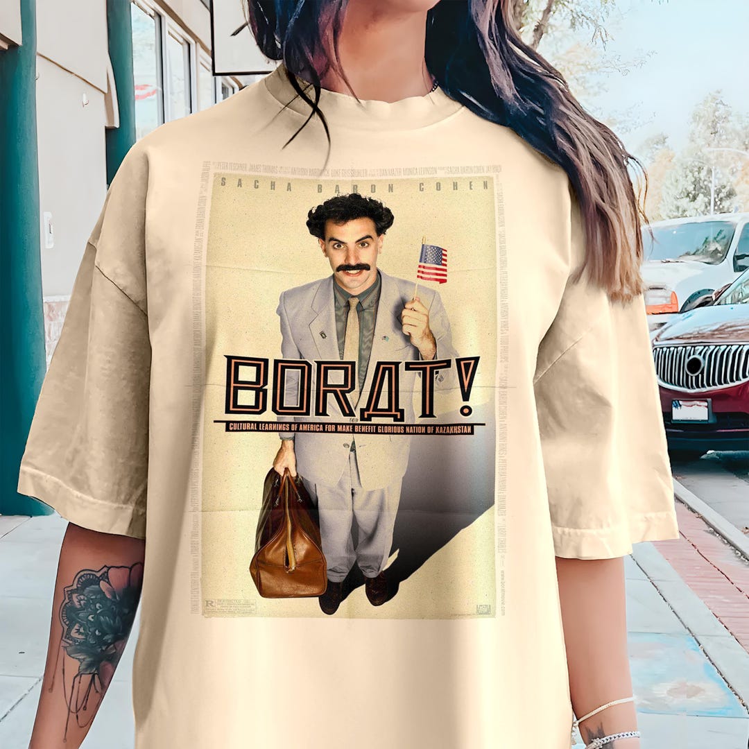 Borat V1 Natural T Shirt Movie Poster Retro Vintage Cotton Men's Women's Gift Present - Etsy