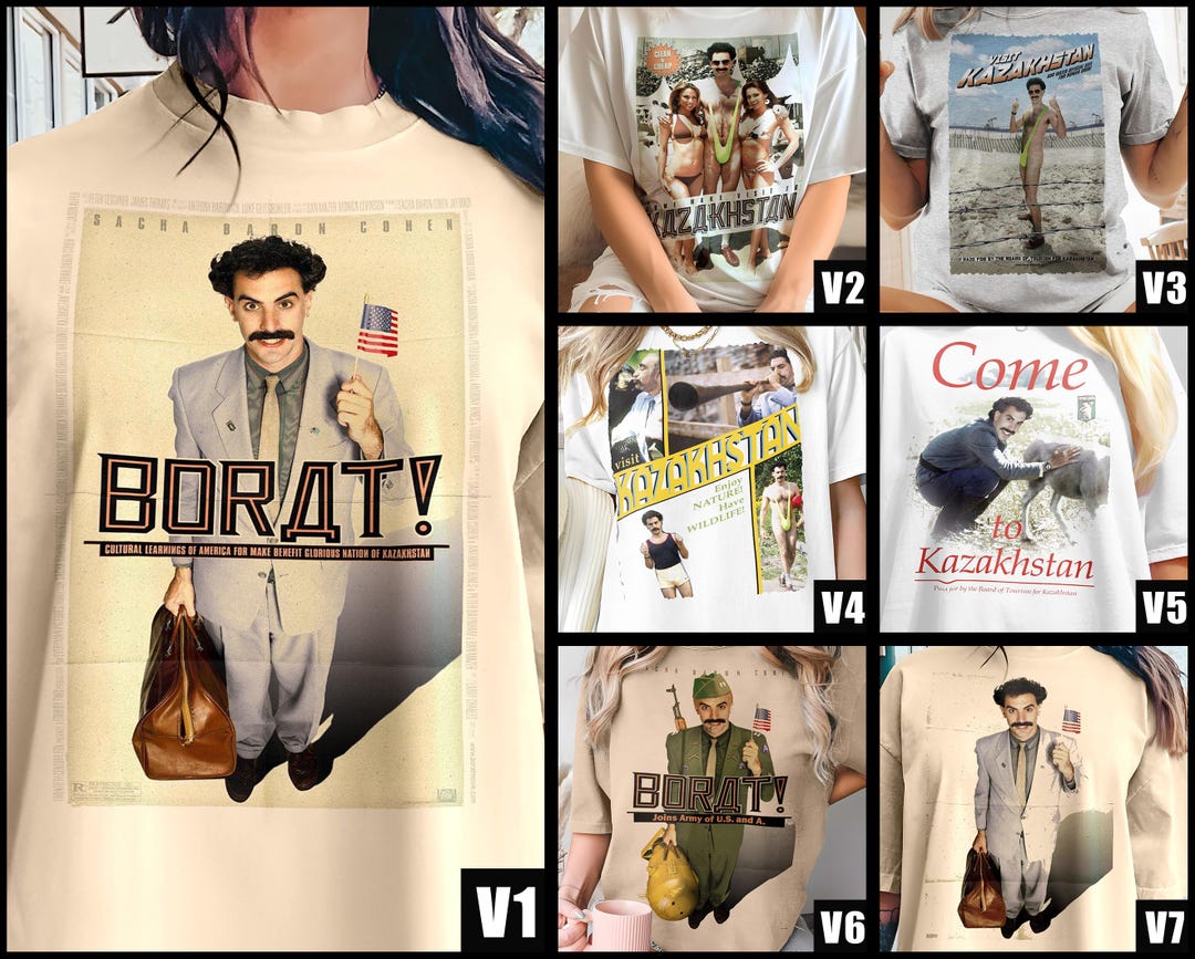 Borat V1-V7 Natural T Shirt Movie Poster Retro Vintage Cotton Men's Women's Gift Present - Etsy