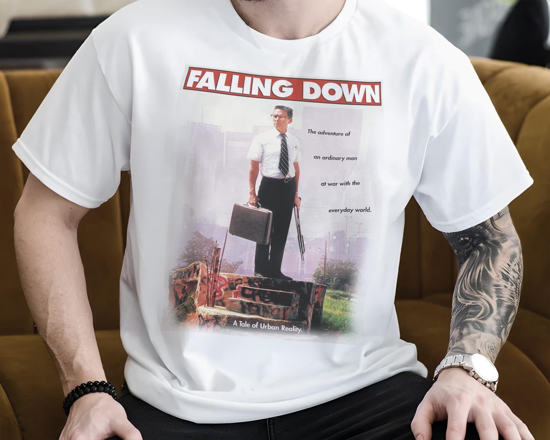 Falling Down V1 Natural T Shirt Movie Poster Retro Vintage Cotton Men's ...