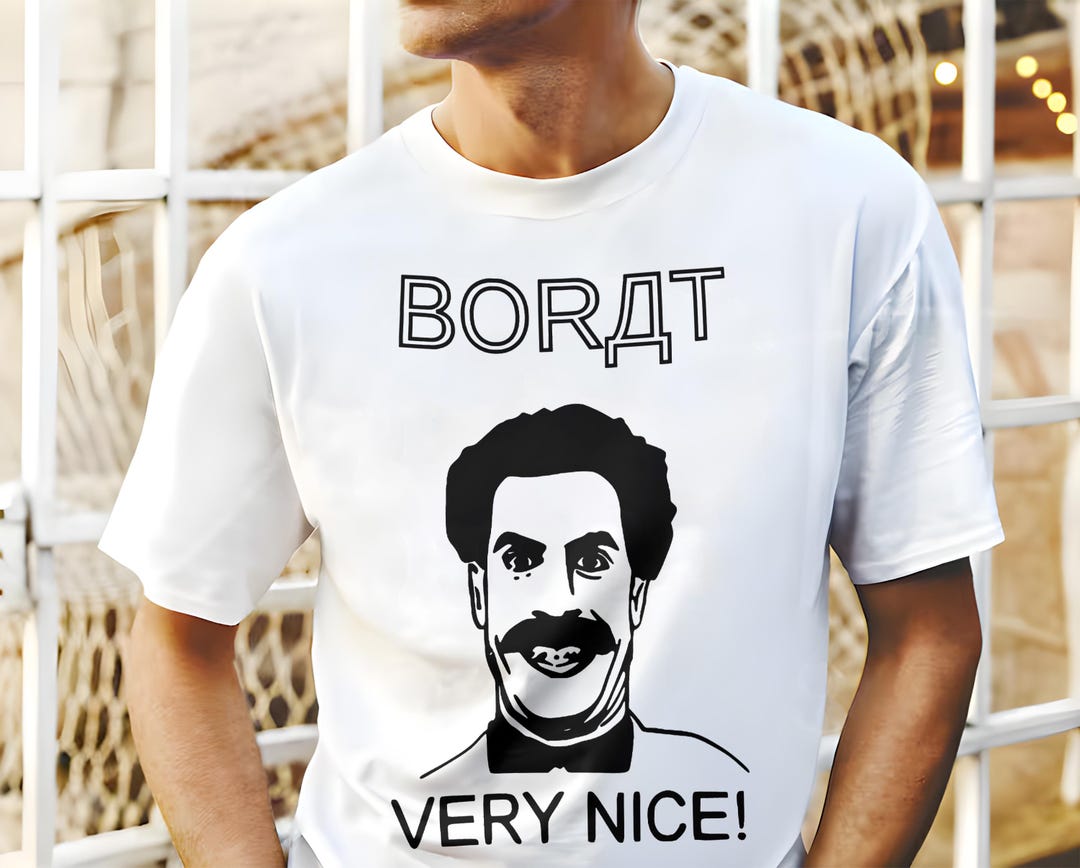 Borat V10 Natural T Shirt Movie Poster Retro Vintage Cotton Men's Women ...