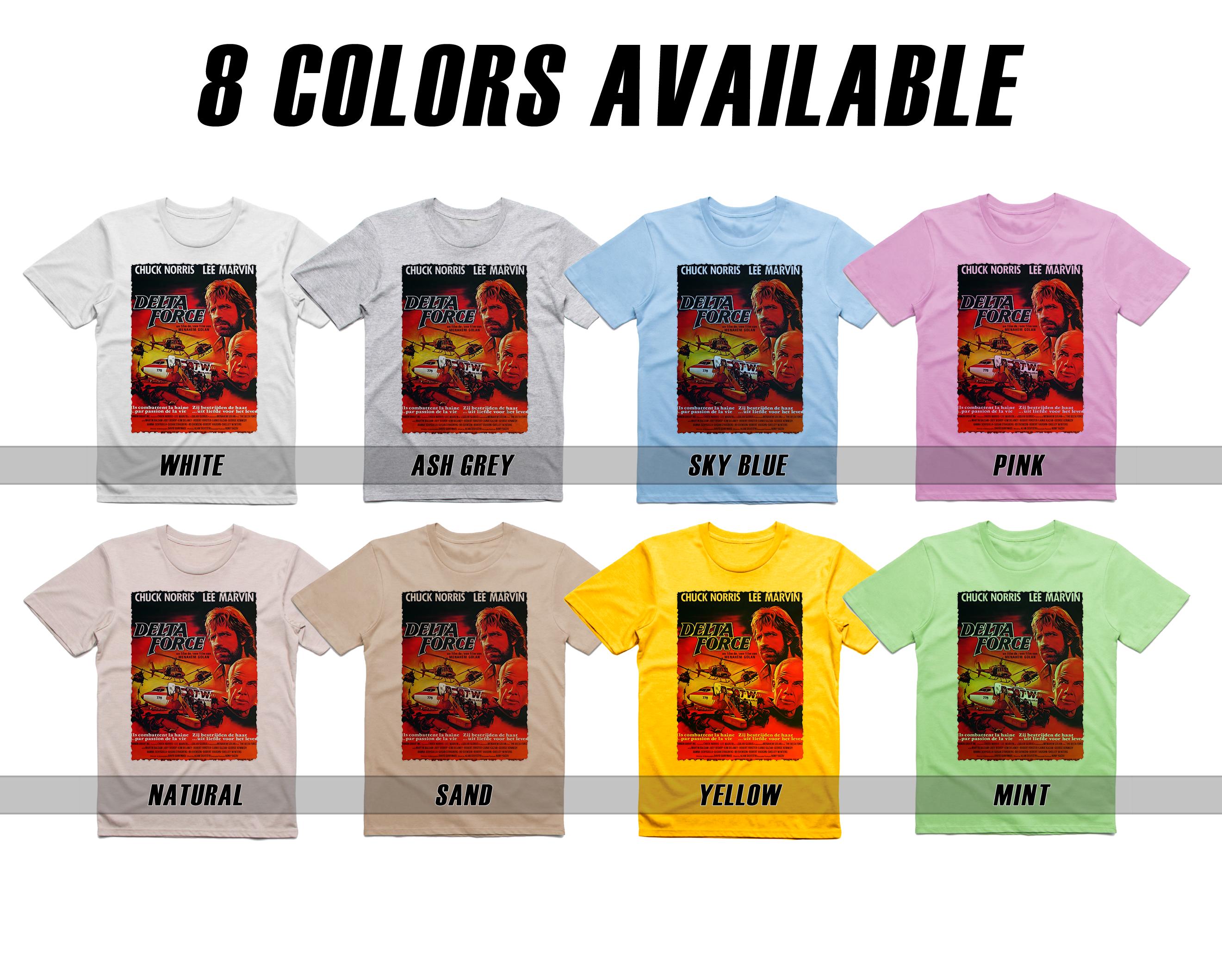 Chuck Norris the Delta Force V1-V4 Natural T Shirt Movie Poster Retro ...