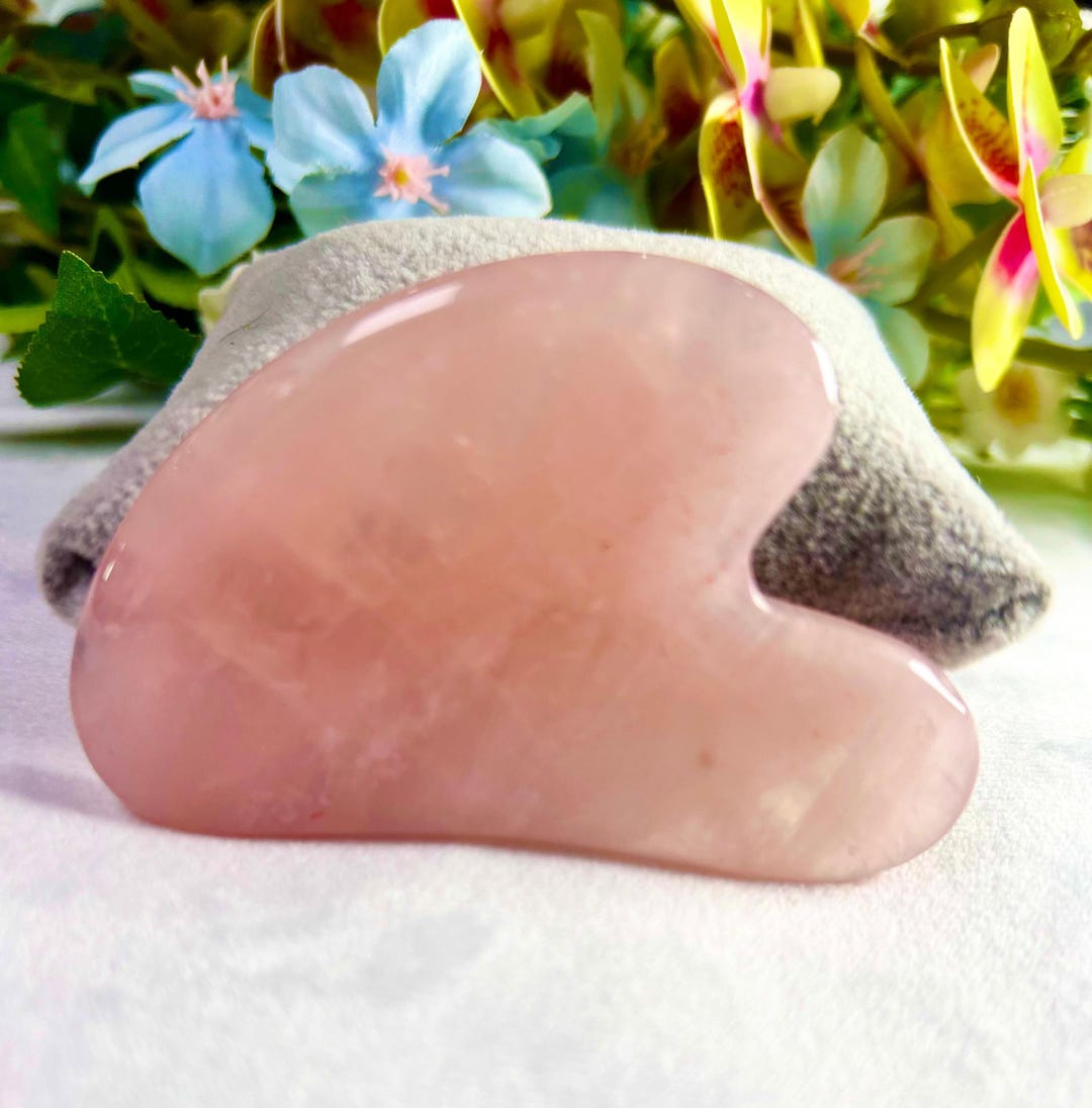 Rose Quartz Crystal Stone Face Massager Gua Sha With Gift Pouch - Etsy