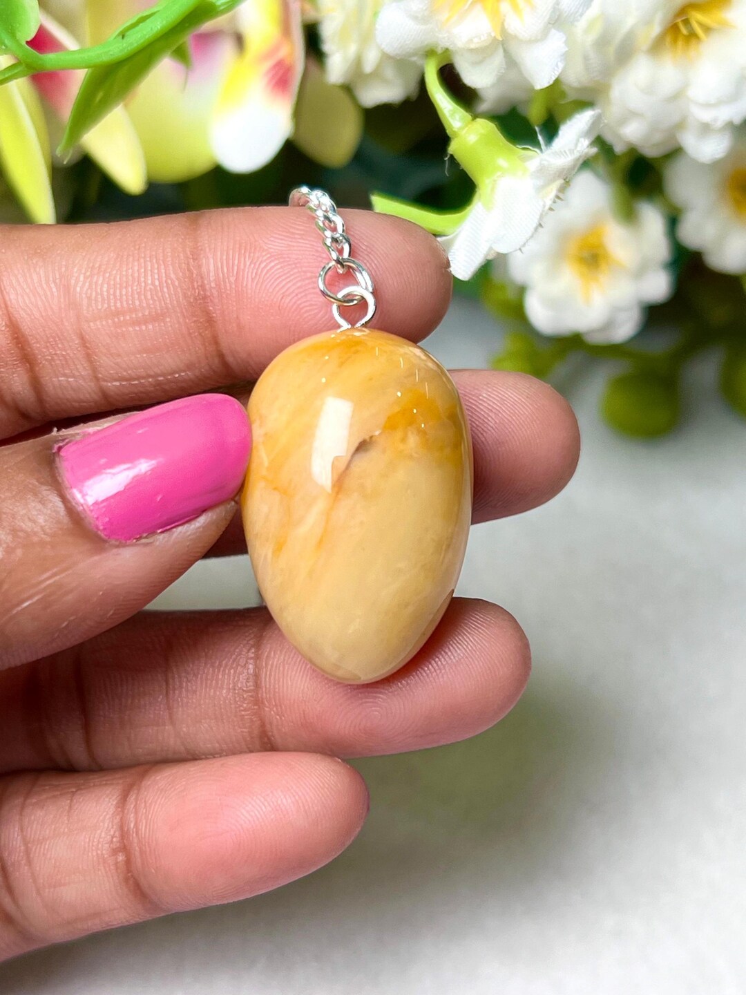 Yellow Mango Calcite Stone Crystal Egg Shape Pendulum,natural Healing ...