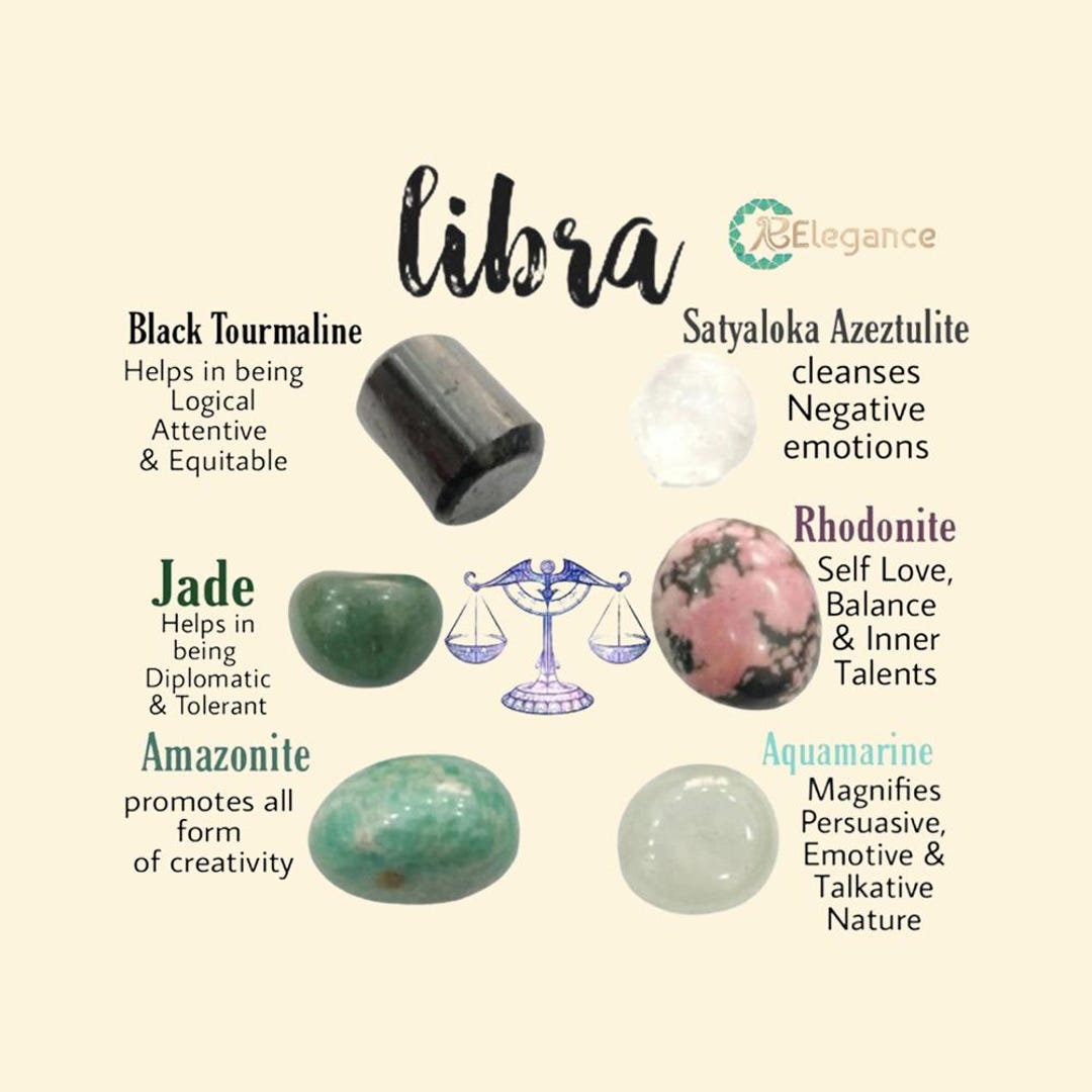 Libra Zodiac Sign Tumble Stone Set Kit Black Tourmaline, Satyaloka ...