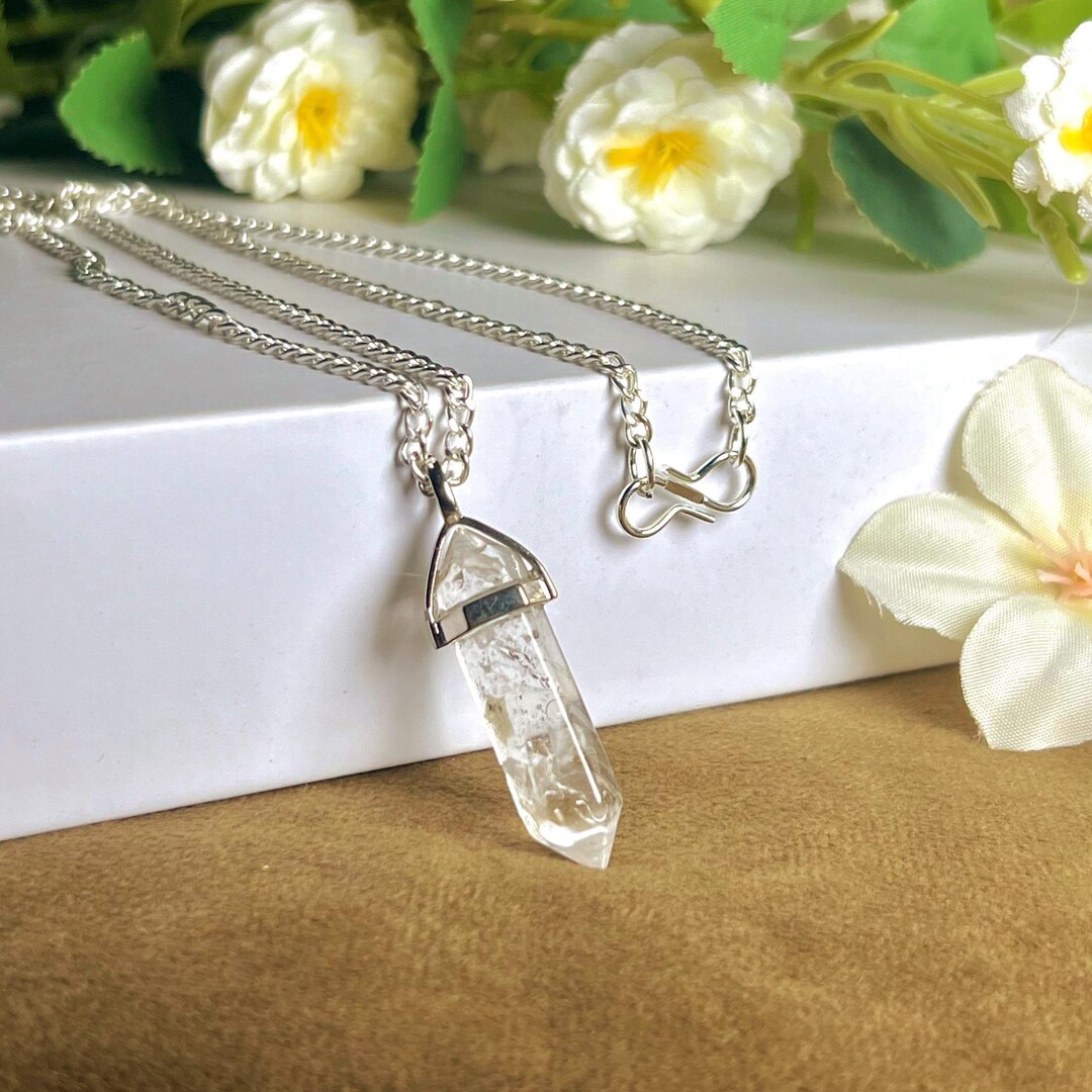 Crystal Quartz Stone Vogel Double Point Pencil Pendant Necklace With ...