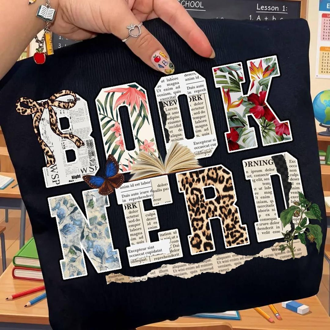 Book Nerd PNG, Retro Bookish Trendy Book Lover Sublimation Digital ...