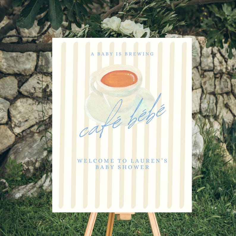 Cafe Bébé Baby Shower Welcome Sign Template (digital Download) - Etsy