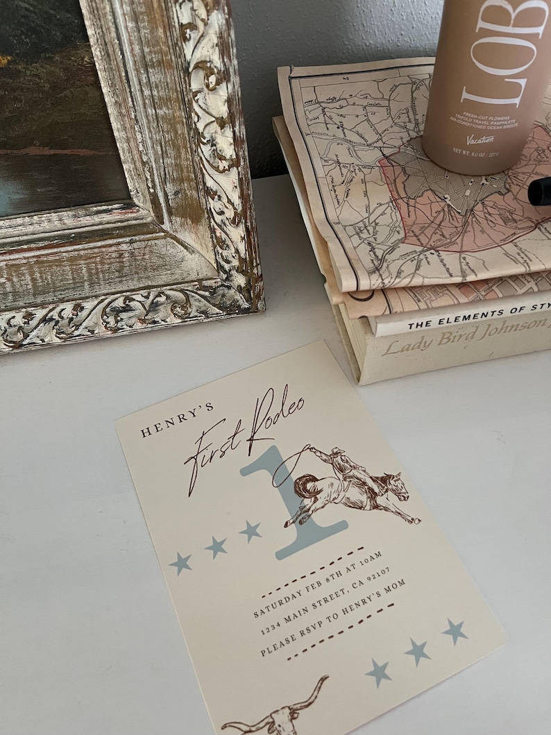 First Rodeo Birthday Invitation Template: Western Cowboy Theme (digital ...
