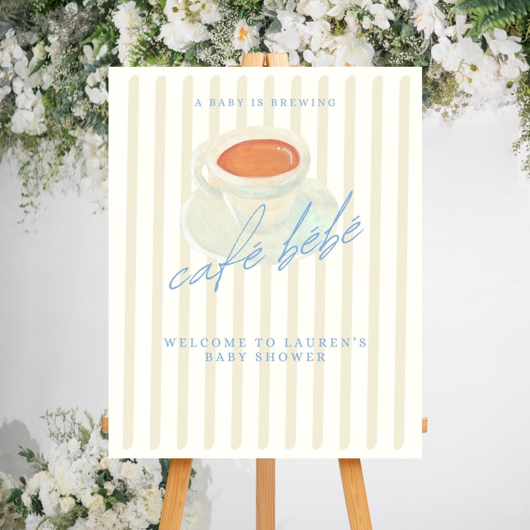 Cafe Bébé Baby Shower Welcome Sign Template (digital Download) - Etsy