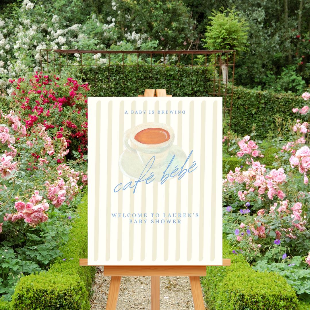 Cafe Bébé Baby Shower Welcome Sign Template (digital Download) - Etsy