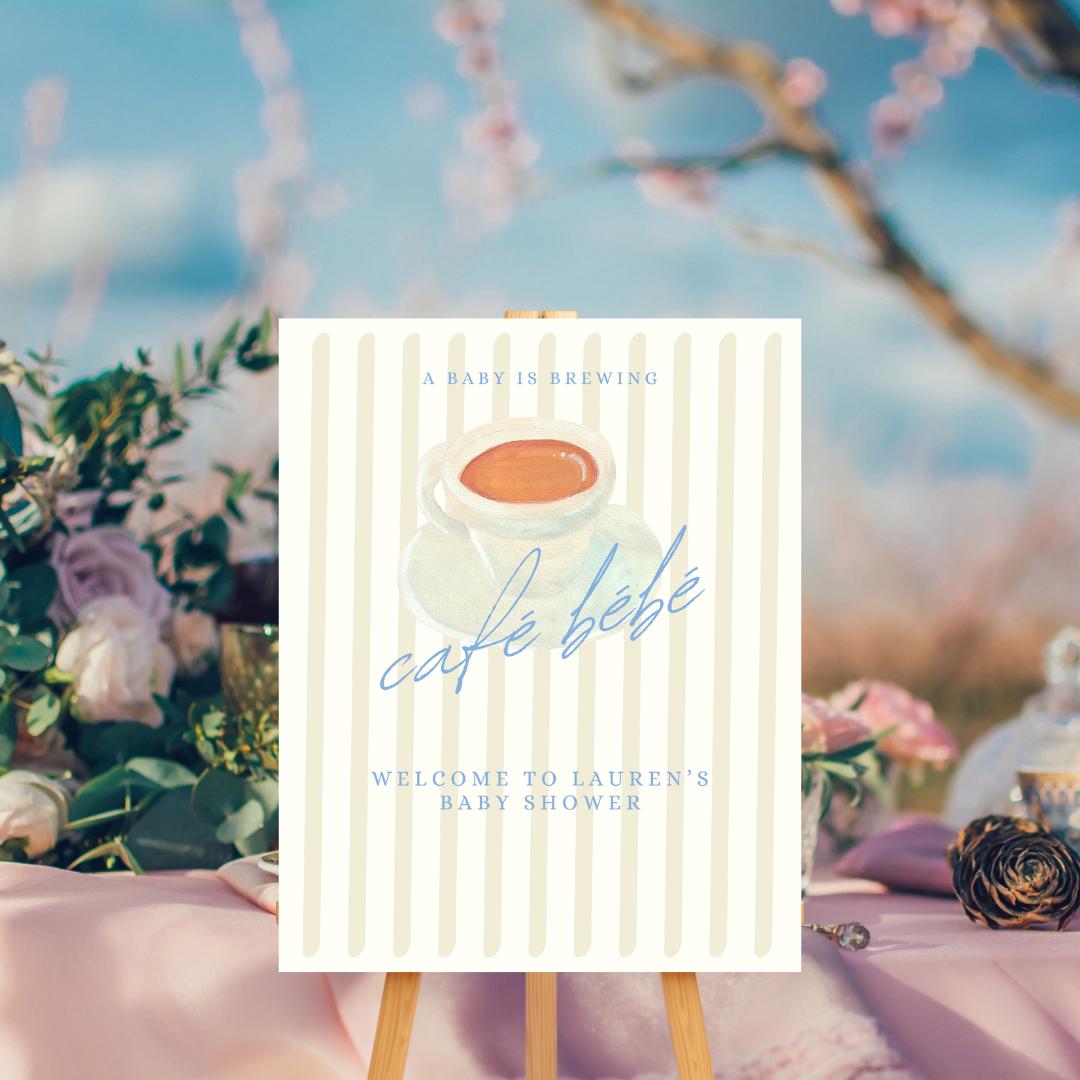 Cafe Bébé Baby Shower Welcome Sign Template (digital Download) - Etsy
