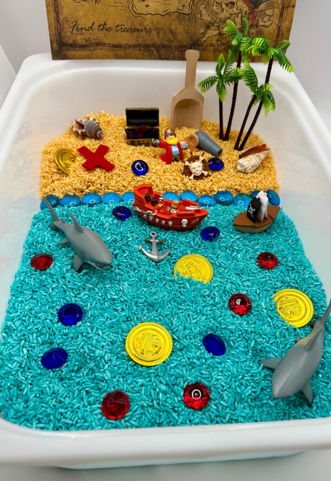 Treasure Hunt Ocean Sensory Bin, Preschool Play, Pirates, Educational ...