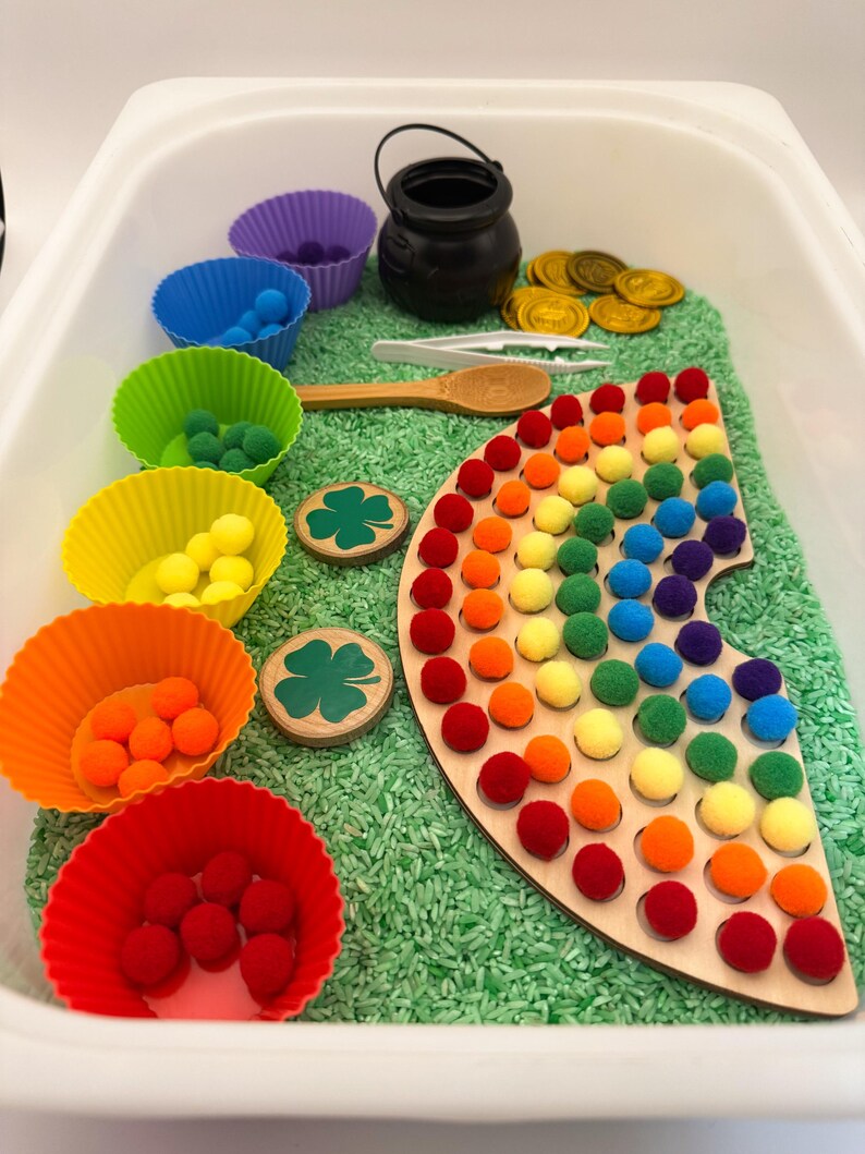 St. Patrick's Day Sensory Bin, Color Sorting, Rainbow, Irish, Fine ...