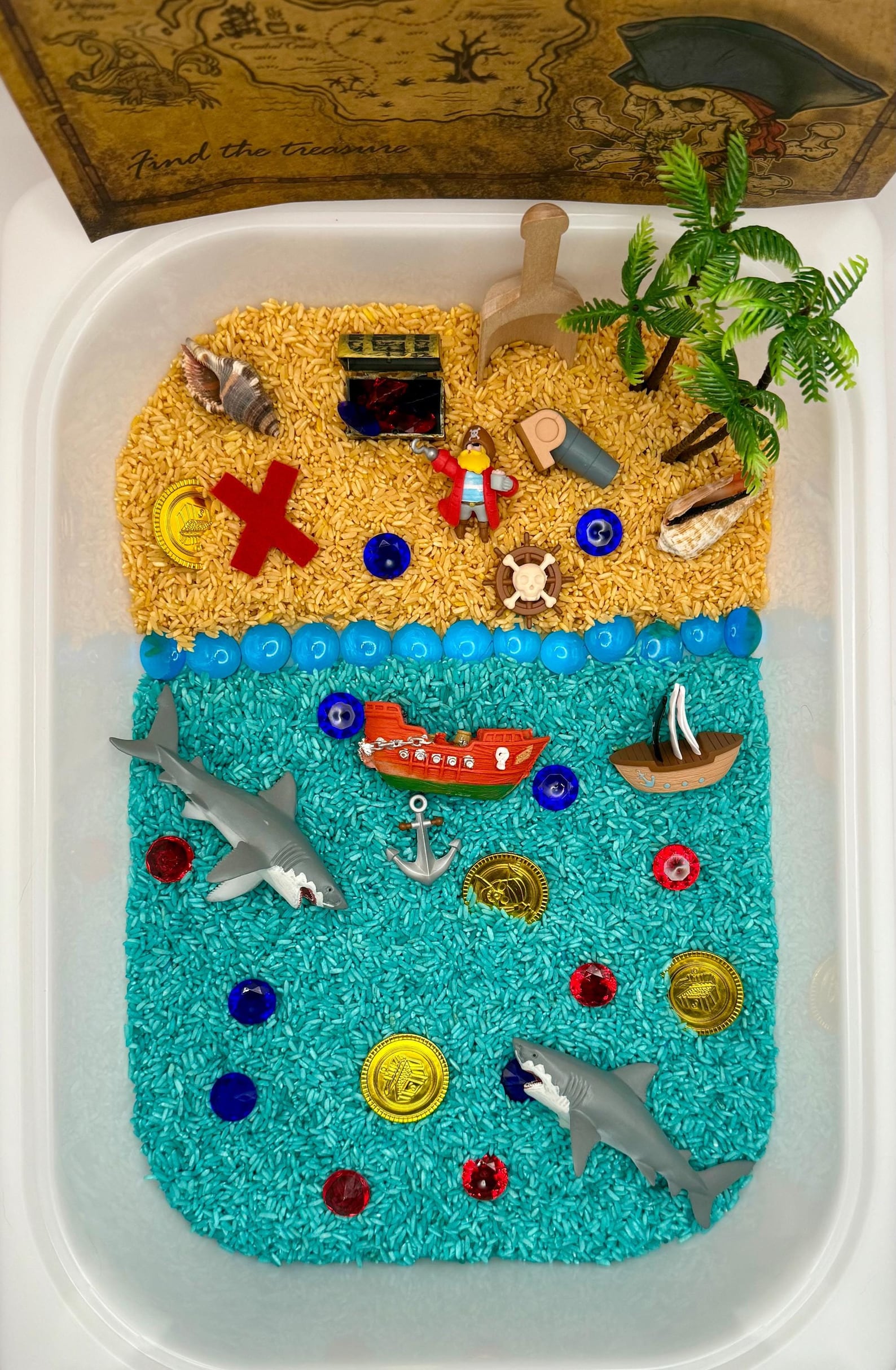 Treasure Hunt Ocean Sensory Bin, Preschool Play, Pirates, Educational ...