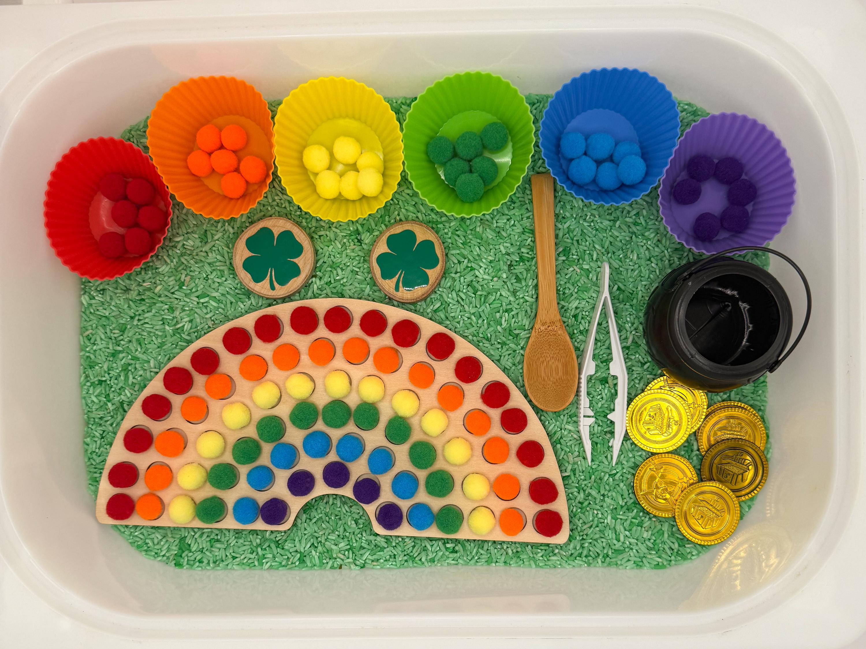 St. Patrick's Day Sensory Bin, Color Sorting, Rainbow, Irish, Fine ...