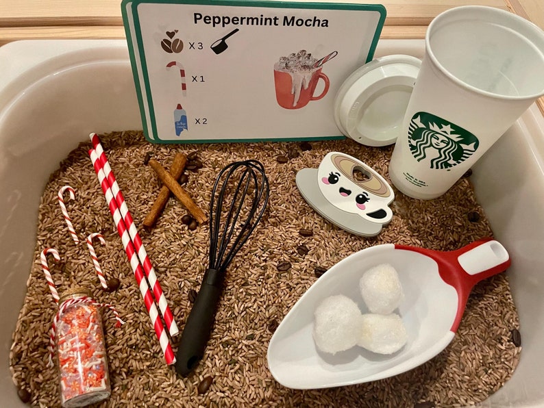 Coffee Barista Box, Sensory Bin, Daycare, Pretend Food Play, Starbucks ...
