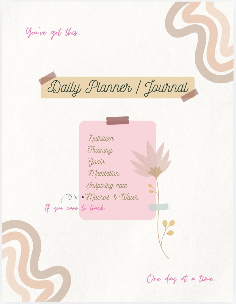 7 Day/1 Week-daily Planner/journal (training/nutrition/mindfulness) Fun ...