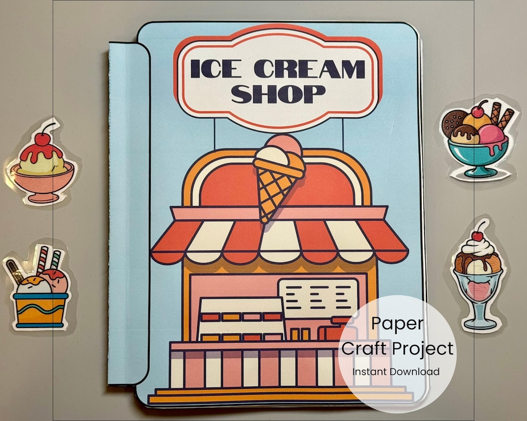 Ice Cream Shop Paper Doll Book – Printable Pretend Play Craft Activity ...