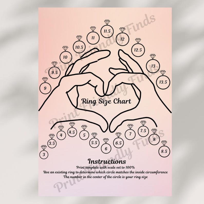 Printable Ring Size Chart | Ring Size Finder | Ring Size Measuring Tool ...