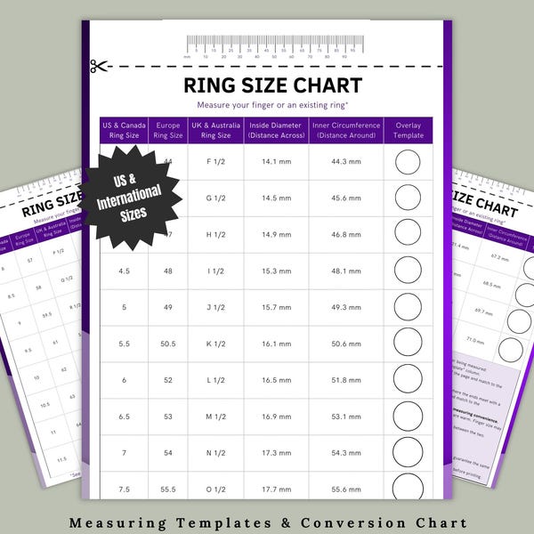 Online Ring Size Chart - Etsy