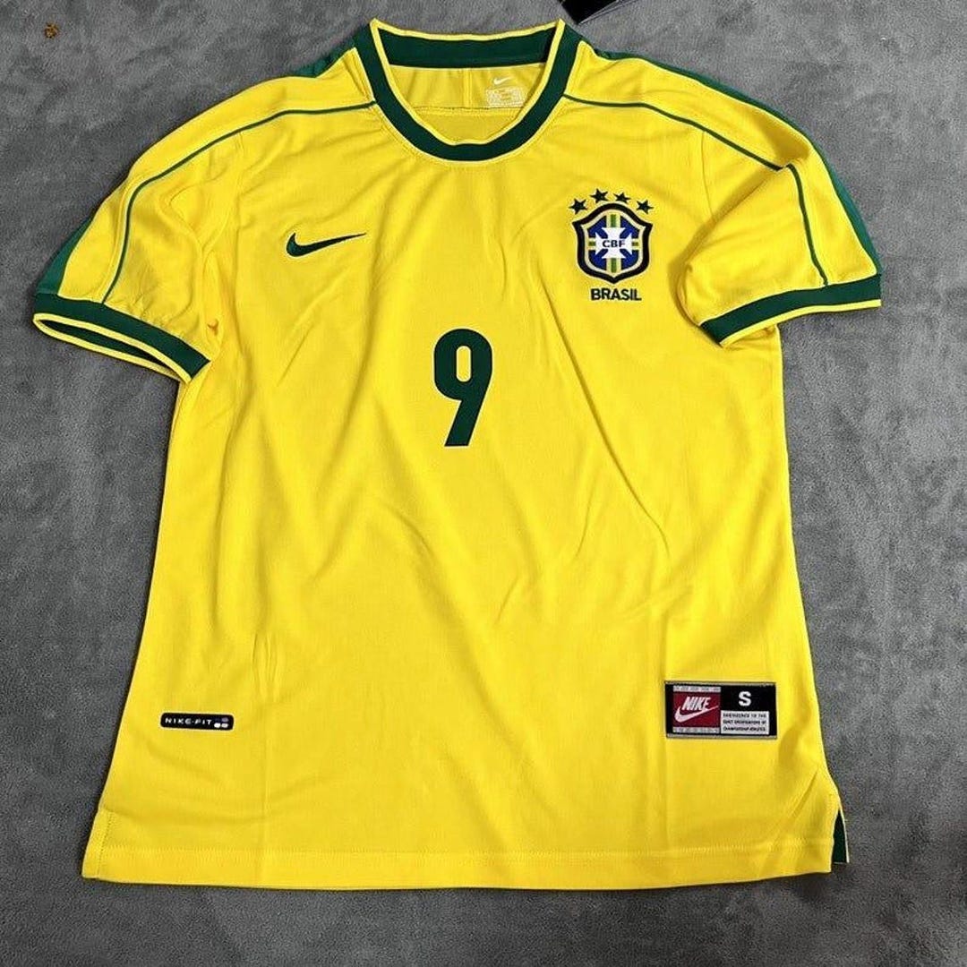 Retro 1998-1999 Brazil Ronaldo 9 Home Football Jersey, Ronaldo Football ...