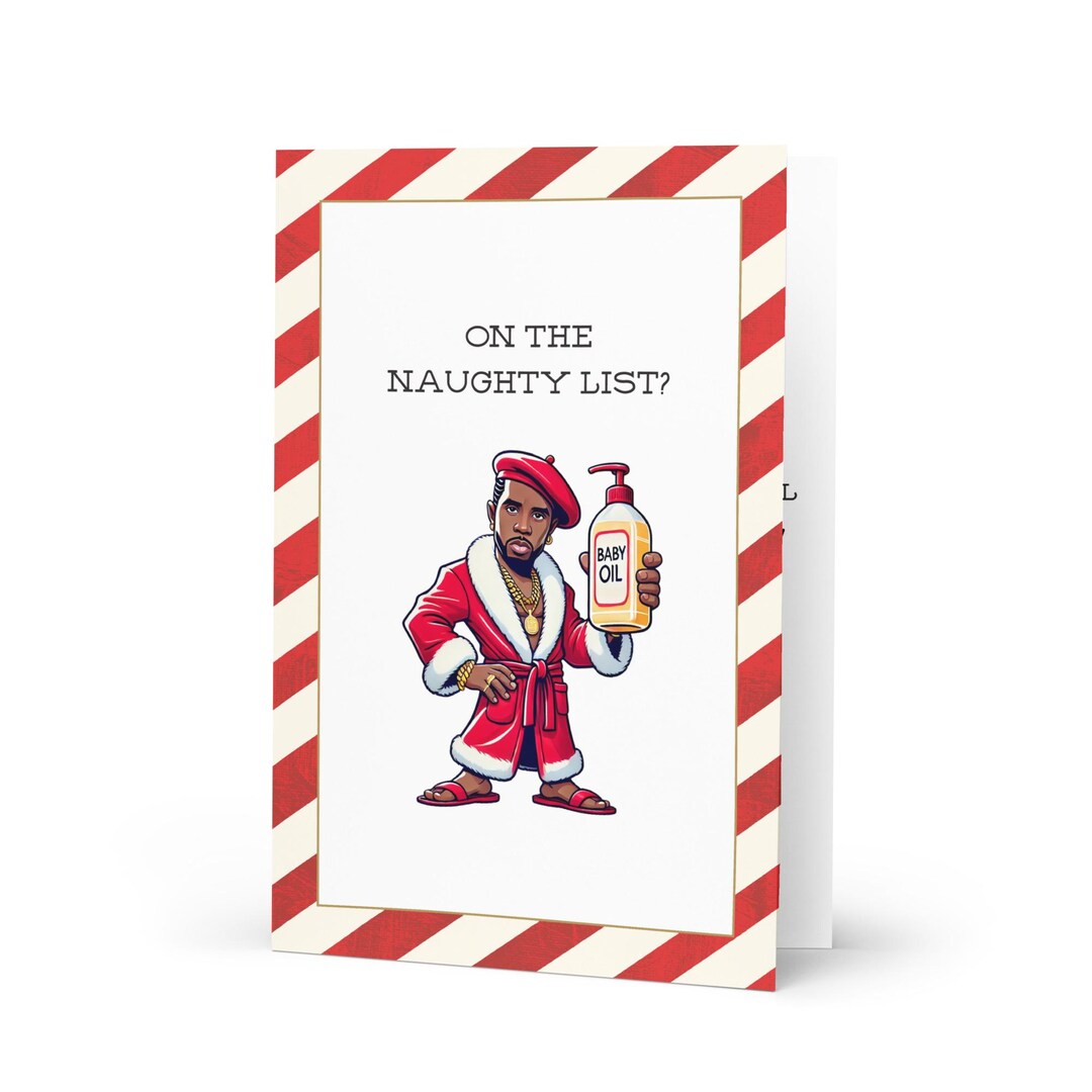 Funny P Diddy Naughty Christmas Card - Holiday Greeting - Santa in Red ...
