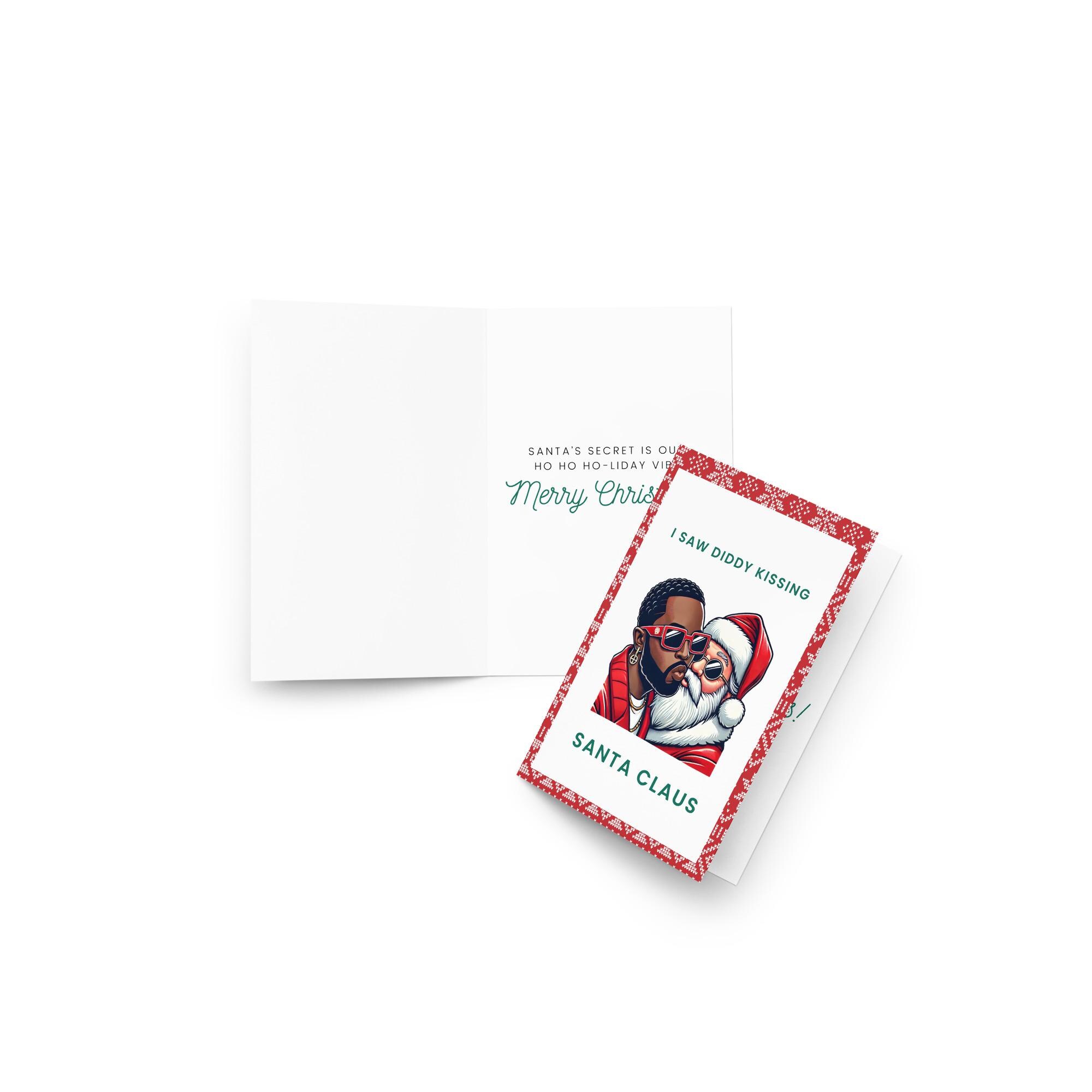 P Diddy Funny Christmas Pun Greeting Card - I Saw Diddy Kissing Santa ...
