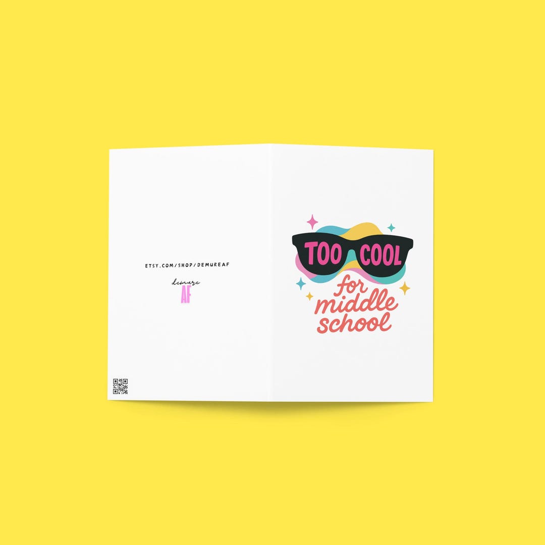 Funny Middle School Graduation Card – Too Cool for Middle School | 5th ...